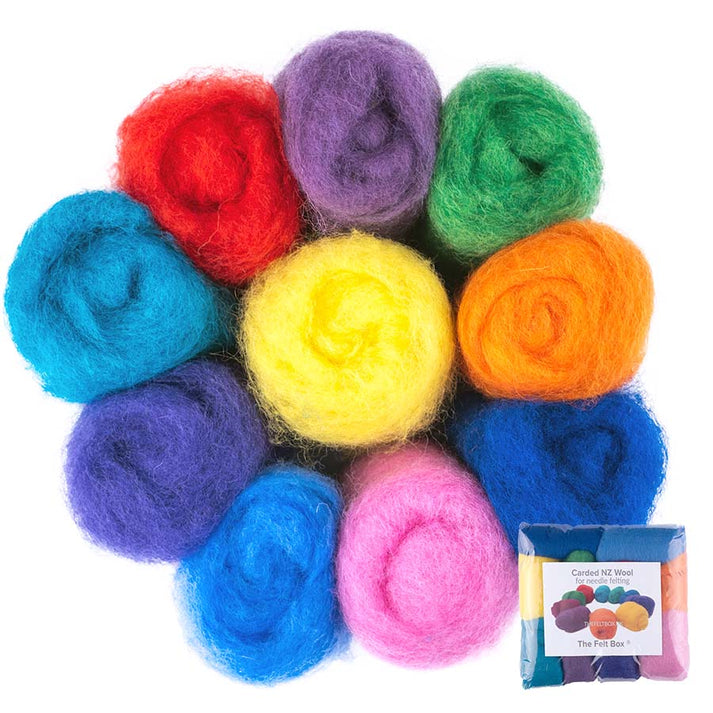 Needle Felting Wool Shade Packs The Felt Box ® Carded NZ Batts 100g
